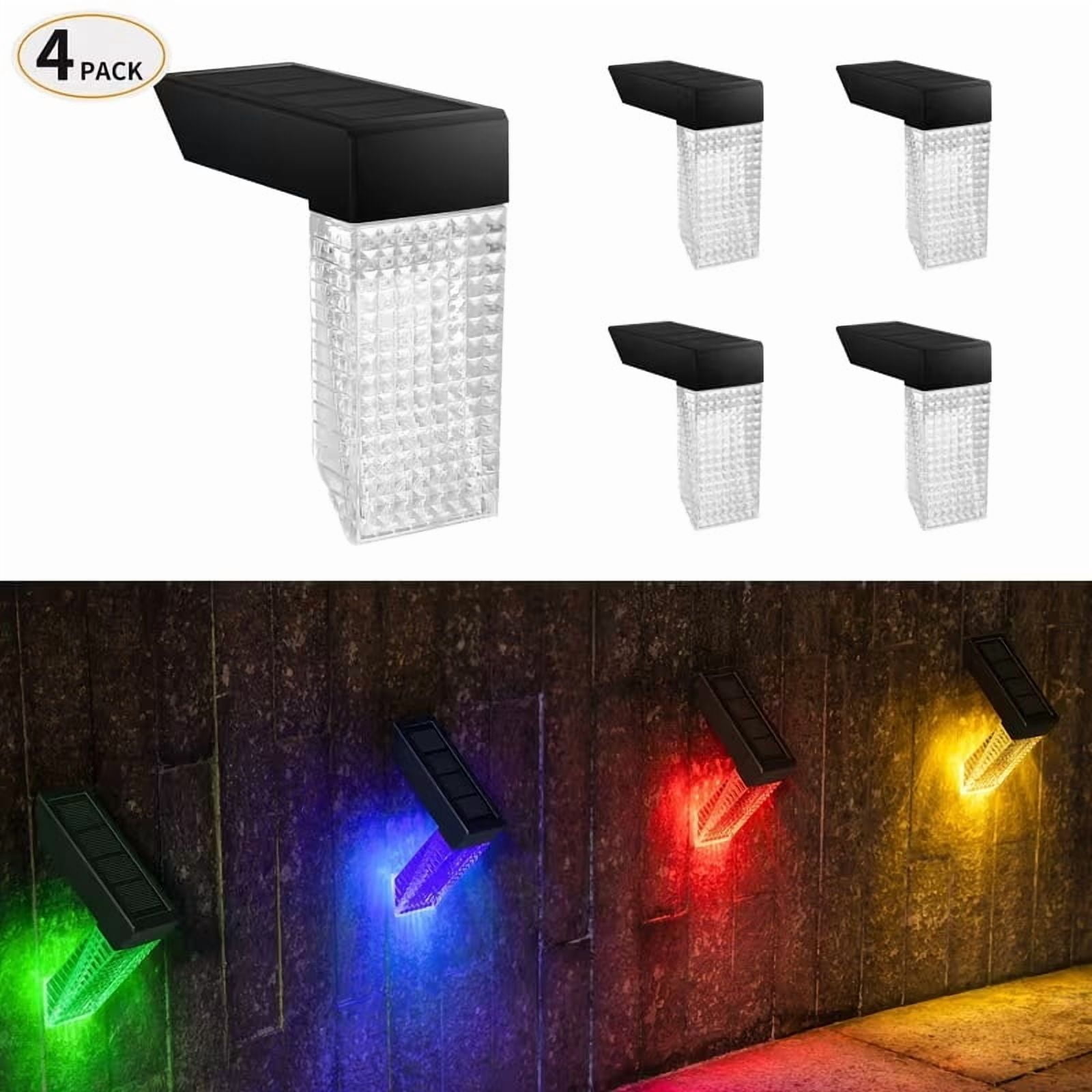 4pcs Solar Step Lights - Adjustable Multi-Colored Ambient Lighting for ...