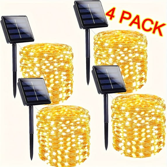 4pcs Of Solar String Lights - 160ft with 400 LEDs, 8 Modes, IP44 ...