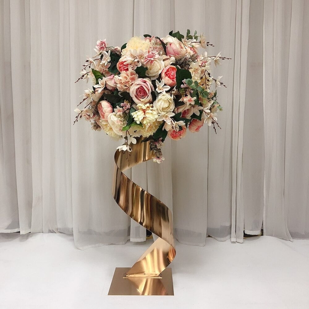 4pcs Spiral Ribbon Floral Centerpiece Stand Gold Metal Party Flower ...