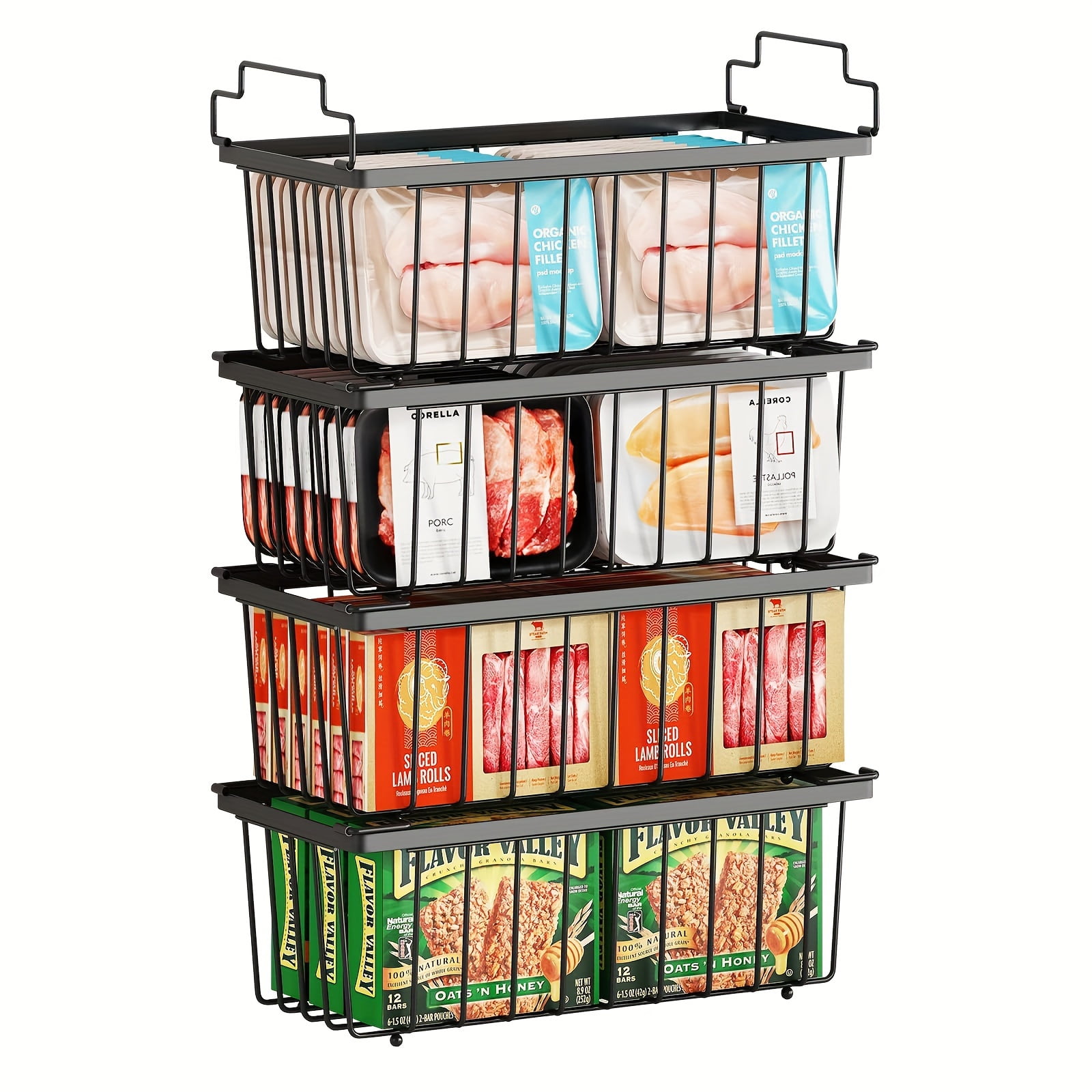 4pcs Stackable Freezer Organizer Bins for 7 Cu.Ft Chest Freezers ...