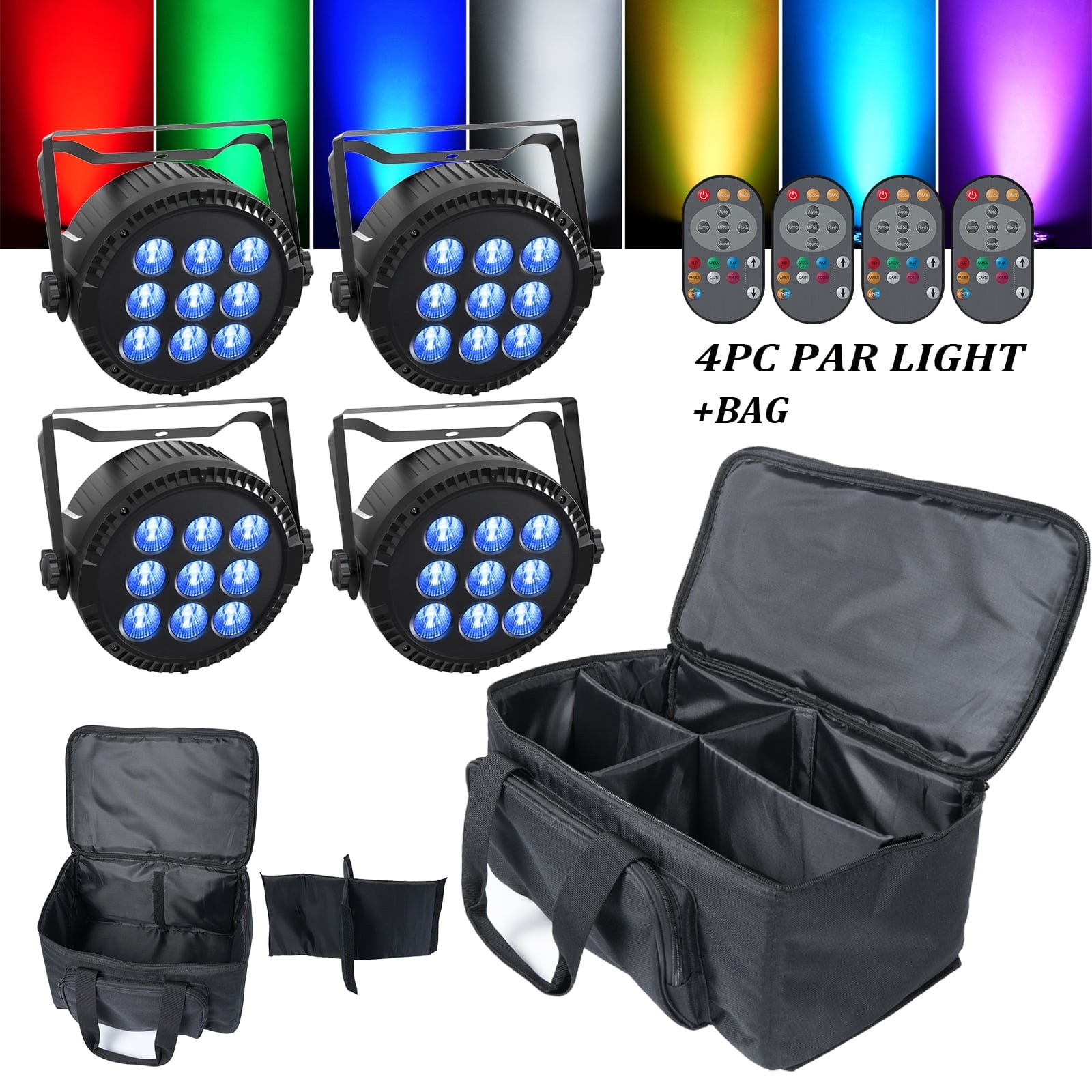 4pcs Stage Lights 9 LED Par Lights, 4 in 1 RGBW Uplights Stage Lighting ...