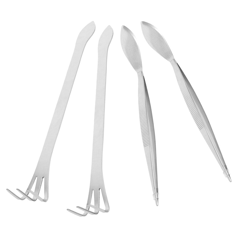 4pcs Stainless Steel Bonsai Tool Set With Long Tweezers Mini Rake ...