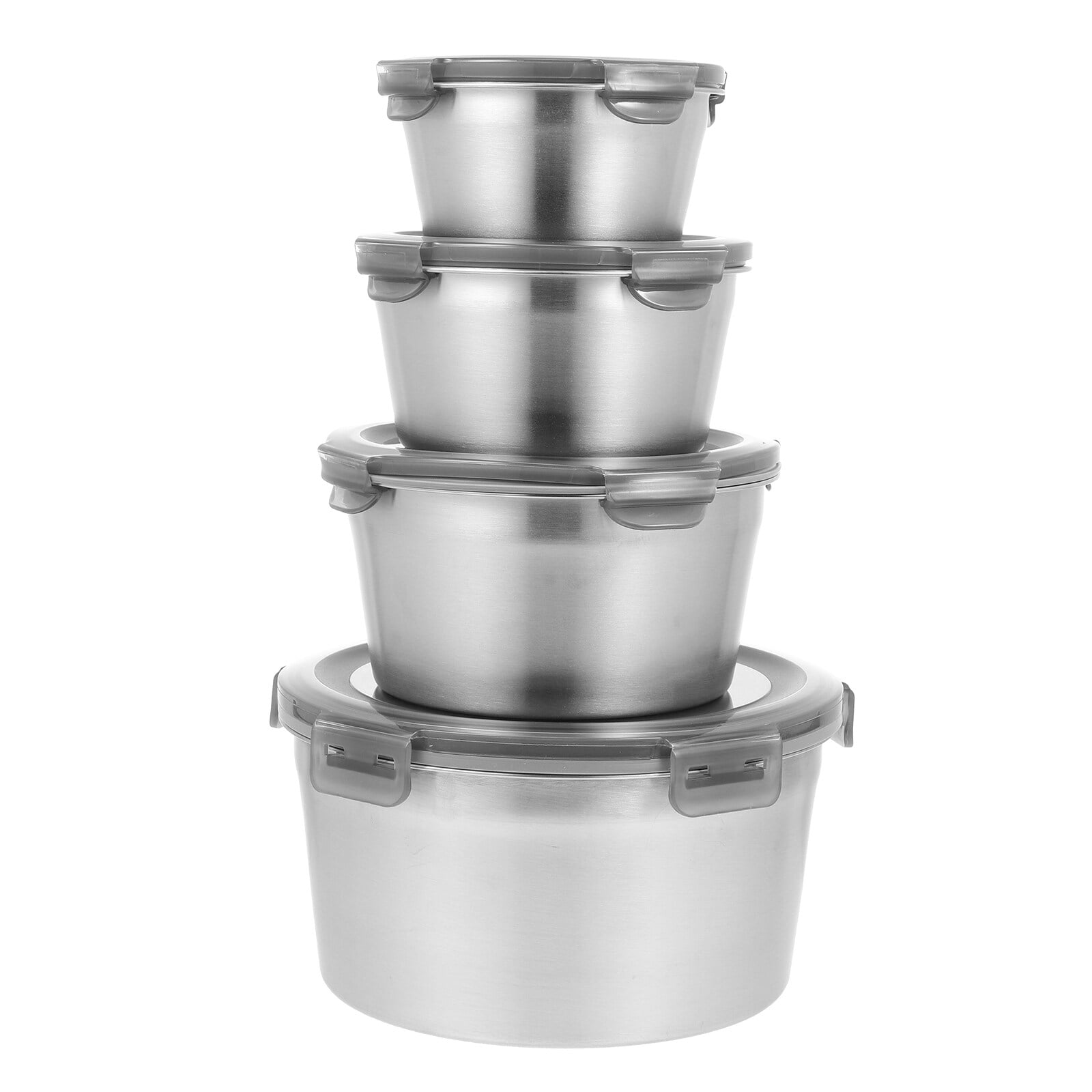 4pcs Stainless Steel Bowls Mixing Bowl with Lid Set Airtight Fresh ...
