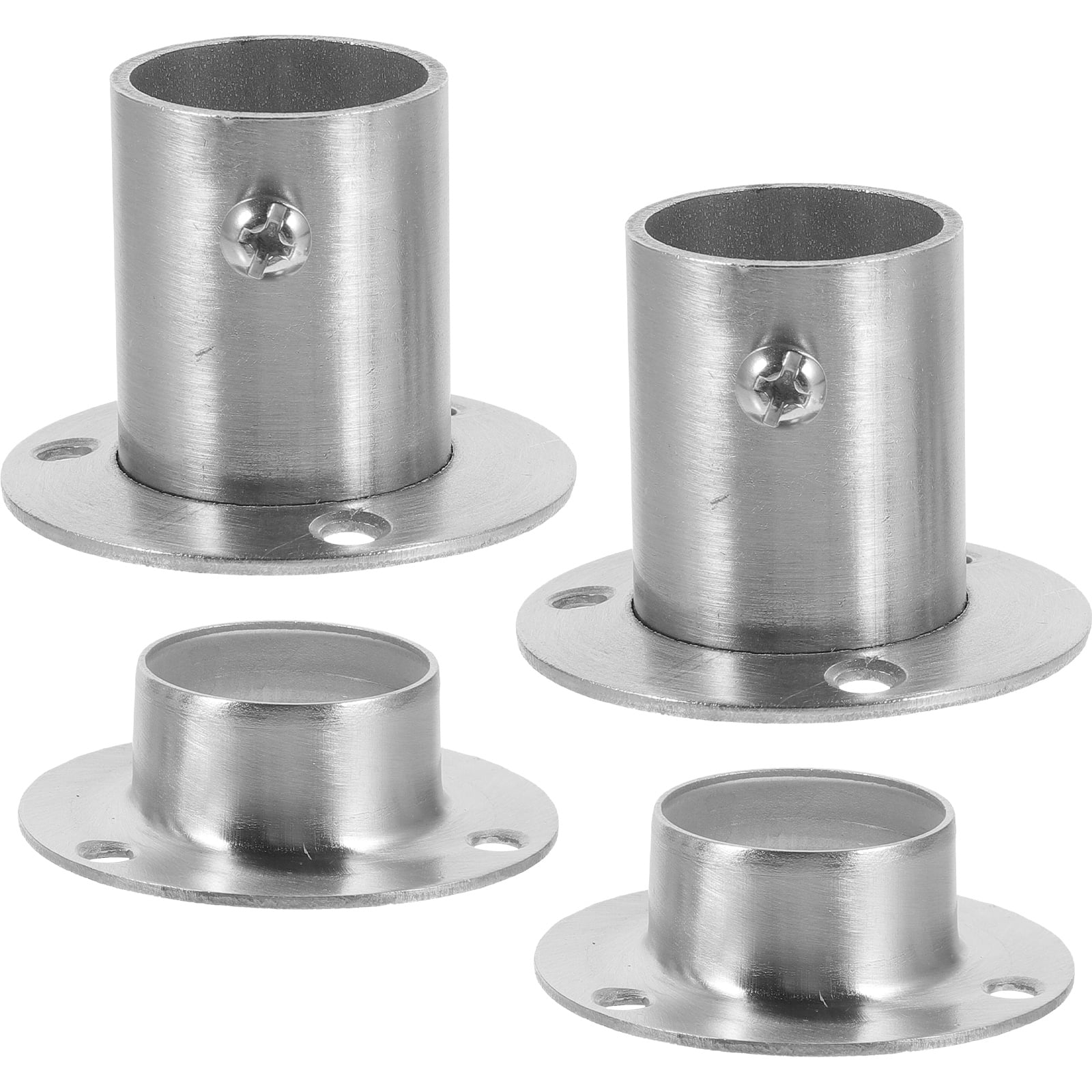 4pcs Stainless Steel Closet Pole Socket Practical Shower Curtain Rod ...