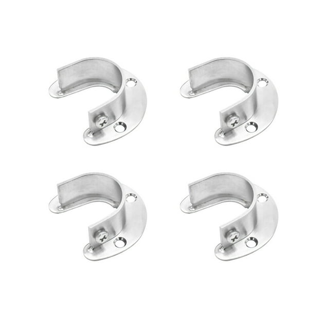 4pcs Stainless Steel Clothes Hanging Rod Supports Closet Pole Sockets ...