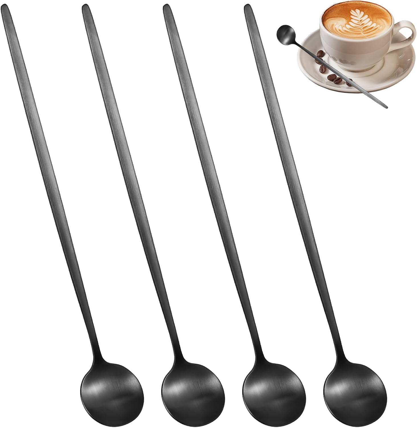 4pcs Stainless Steel Coffee Spoons, 7.8'' Matte Coffee Stirring Spoon ...