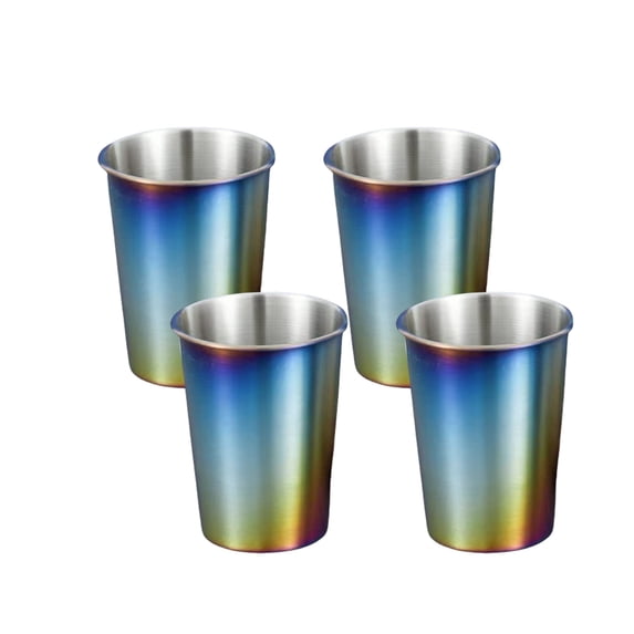 4pcs Stainless Steel Cups Stackable Metal Cold Water Glasses Family Use ...