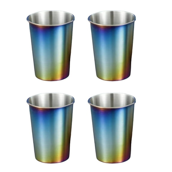 4pcs Stainless Steel Cups Stackable Metal Cold Water Glasses Family Use ...