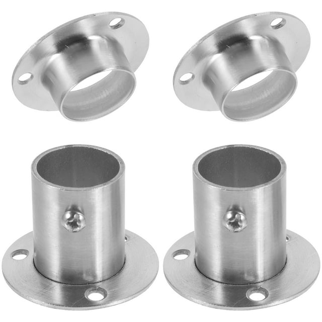 4pcs Stainless Steel Pole Sockets Flange Rod Holders Closet Rod ...