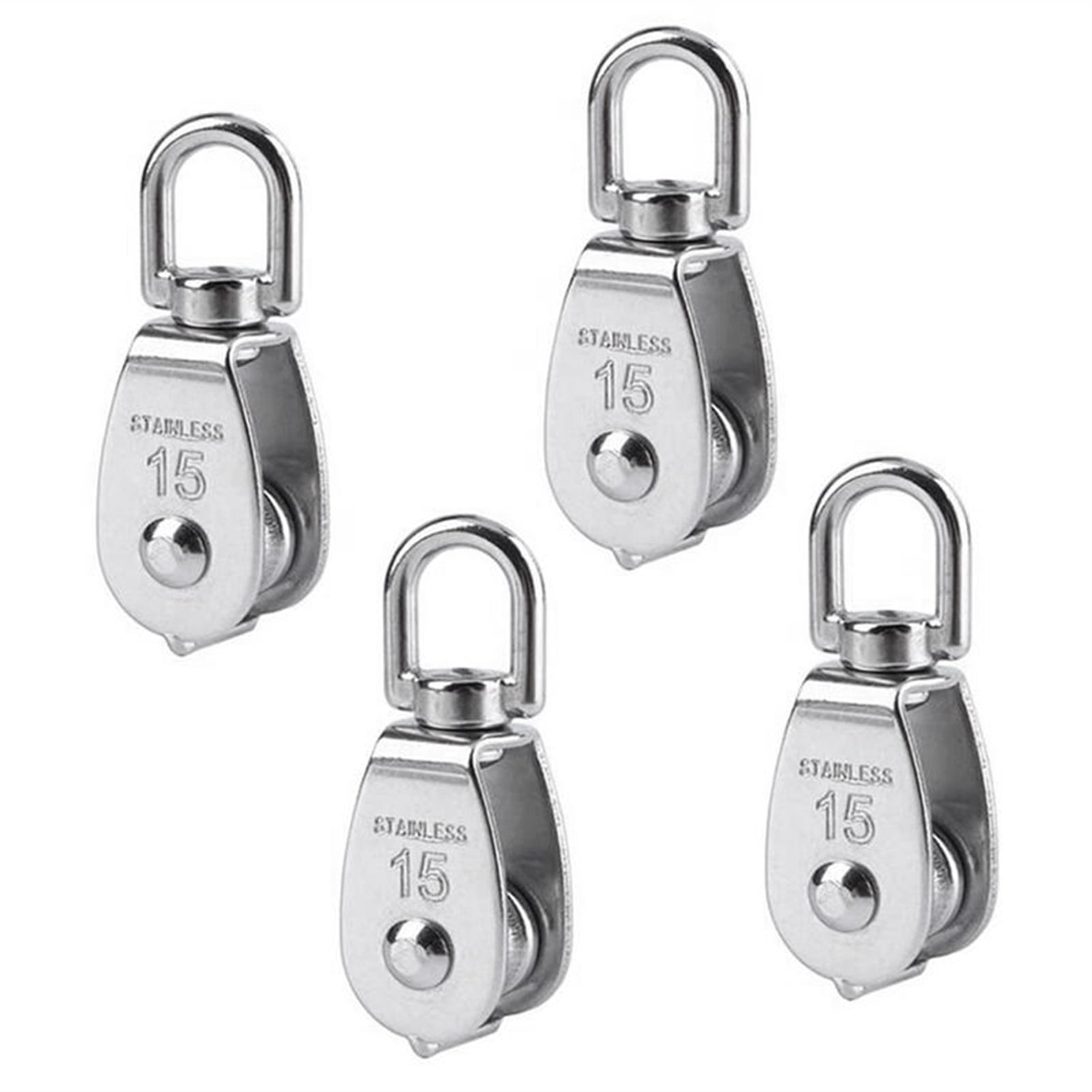4pcs Stainless Steel Pulley M15 Single Wheel Swivel Lifting Rope Pulley ...