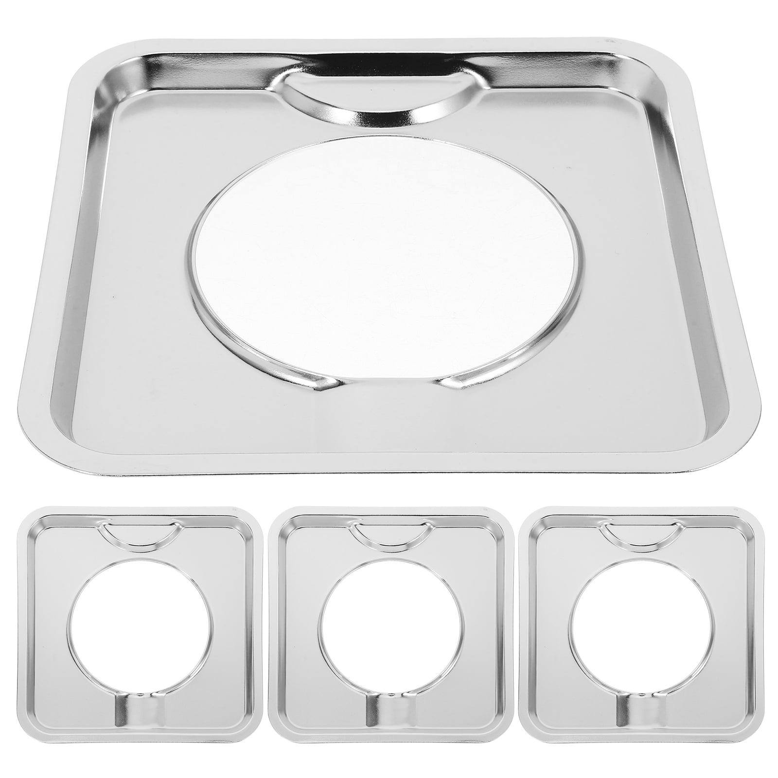 4pcs Stainless Steel Square Gas Range Drip Pan Burner Covers ...