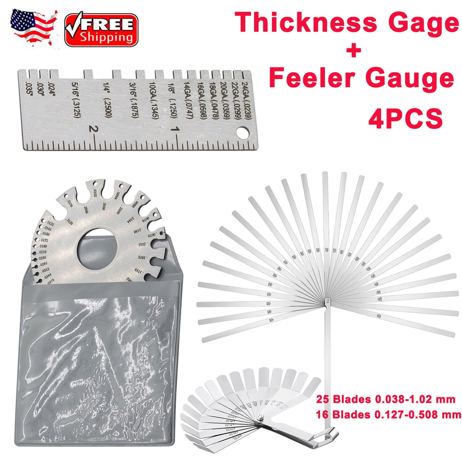 4pcs Stainless Steel Wire Metal Sheet Gauge Welding Gauge Wire ...