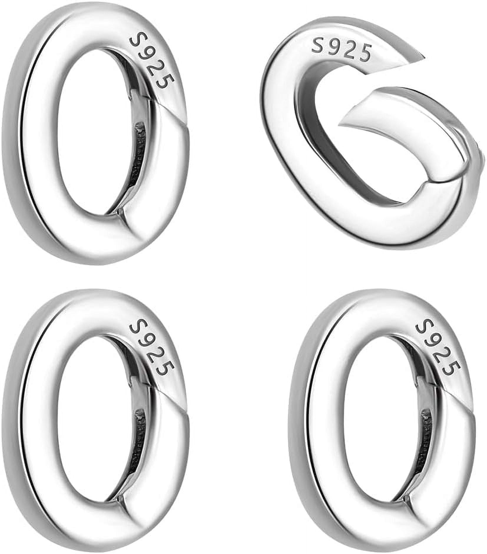 4pcs Sterling Silver Spring Gate Rings Oval Spring Clasp Metal Spring ...