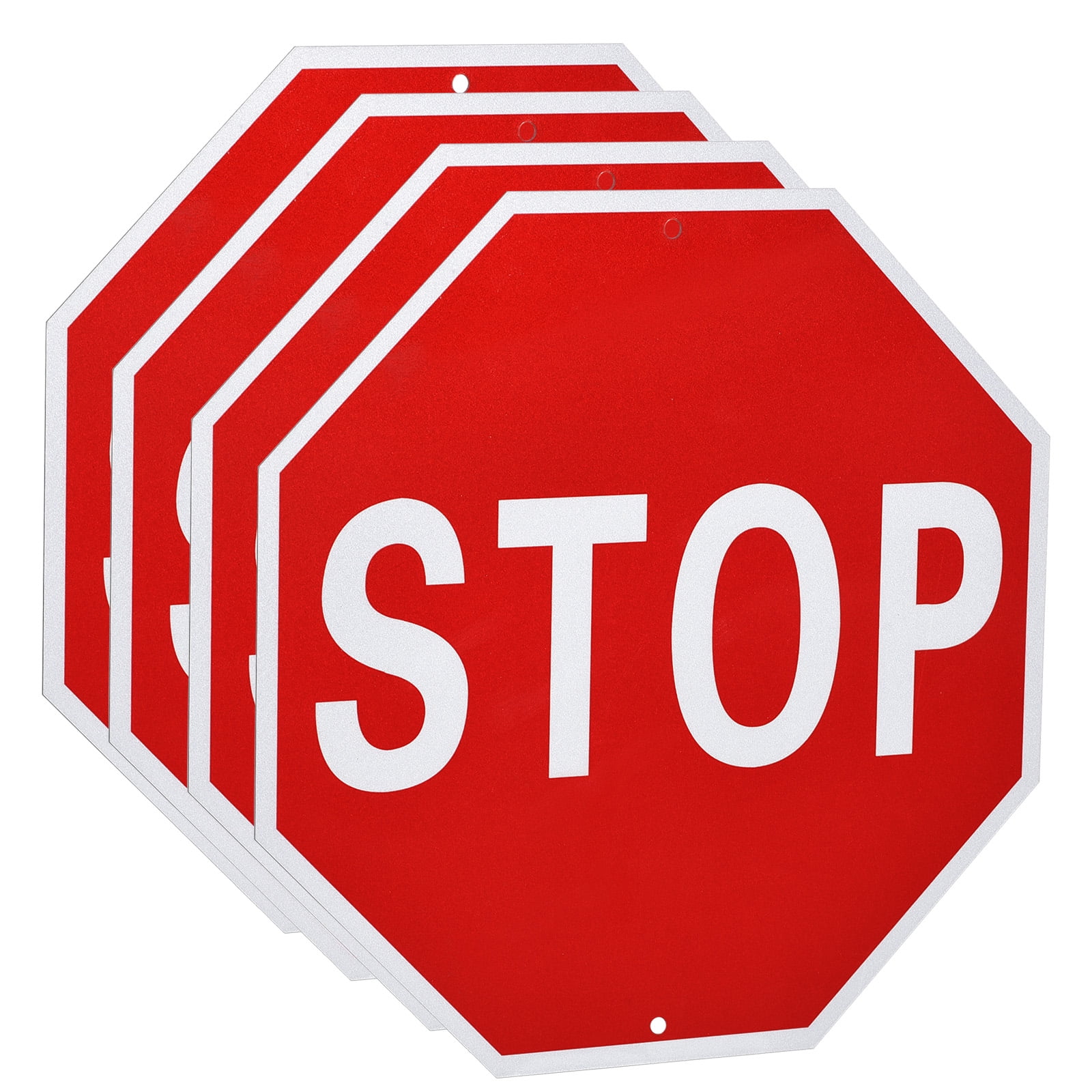 4pcs Stop Sign 12" x 12" Warning Reflective Aluminum Signs for Street ...