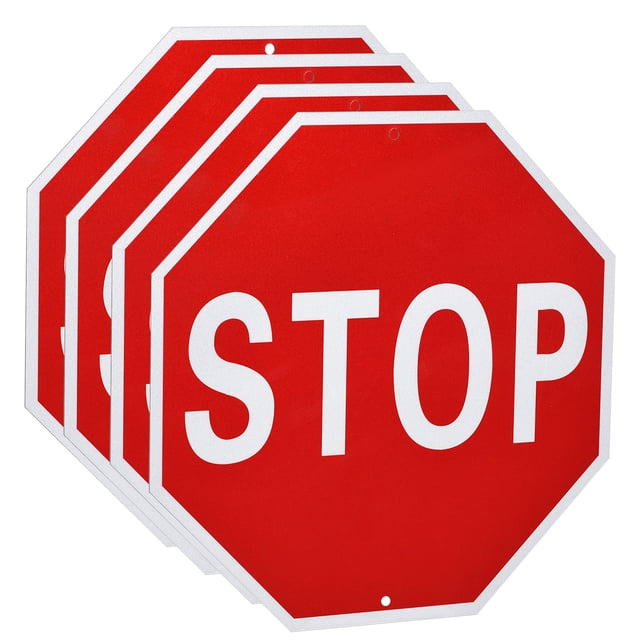 4pcs Stop Sign 18" x 18" Warning Reflective Aluminum Signs for Street ...