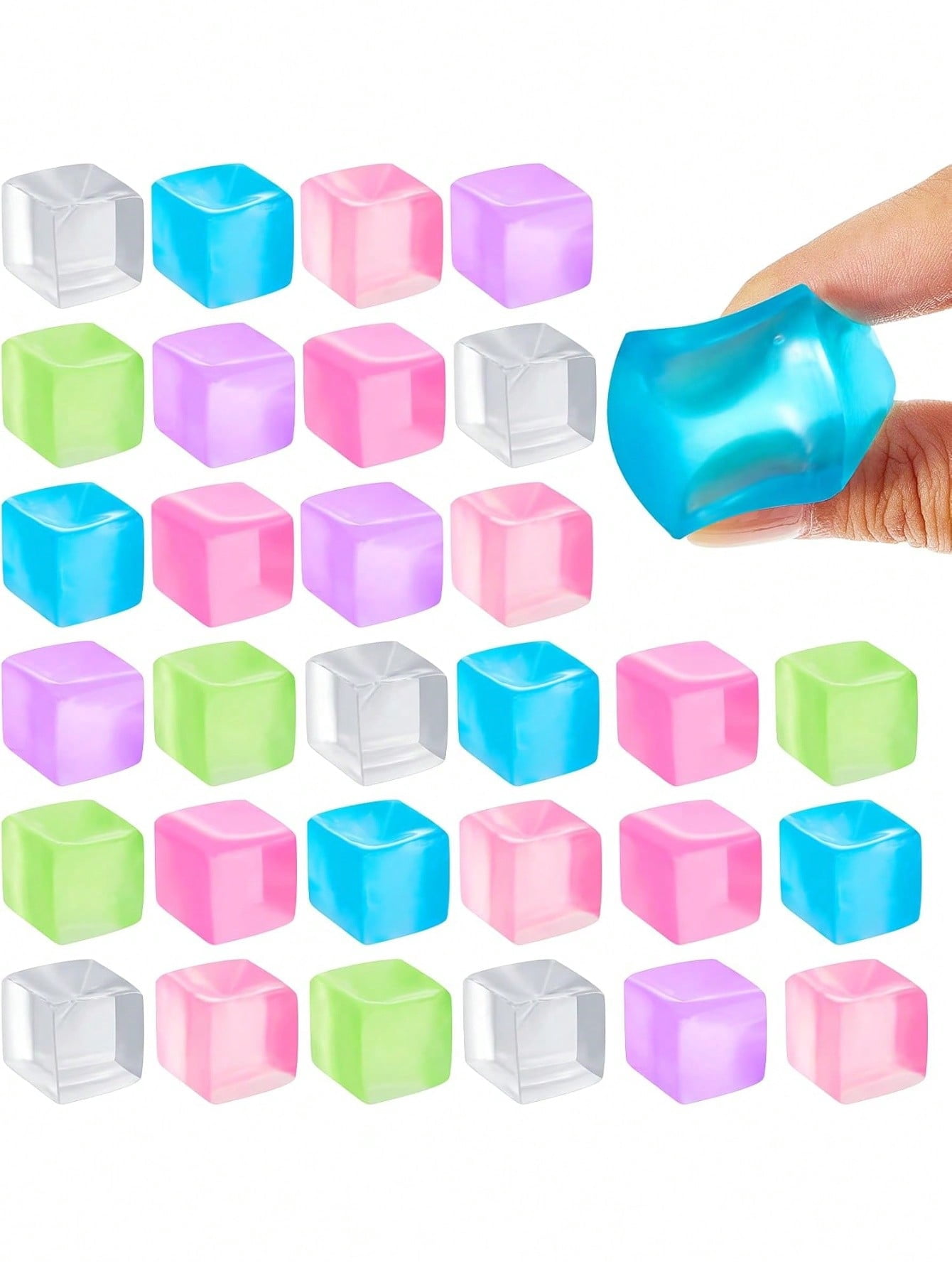 4pcs Stress Balls Fidget Toys Adults Ice Cube Squeeze Toys Square ...