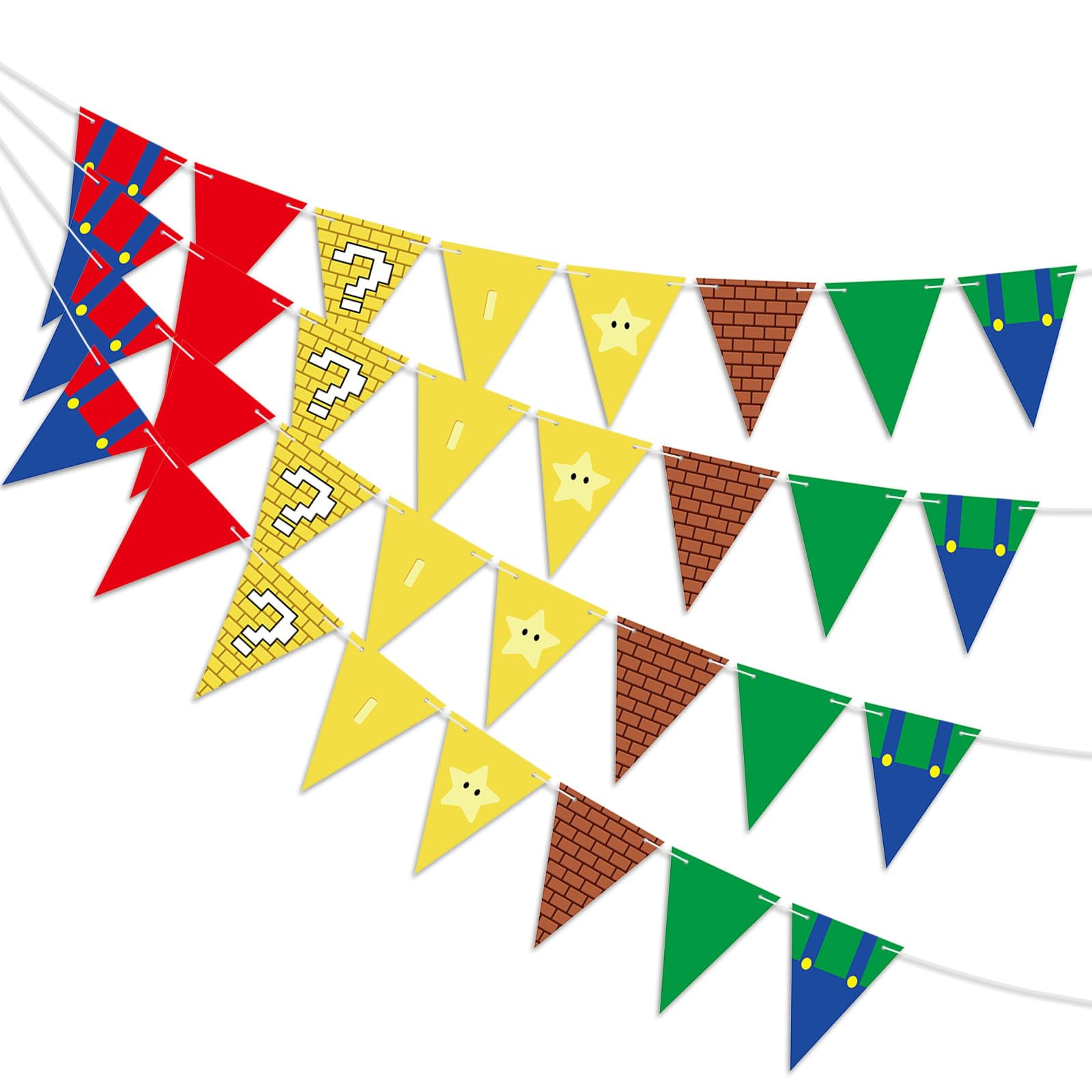 4pcs Super Bro AJH3 Triangle Flag Decorations, Colorful Bunting Game ...