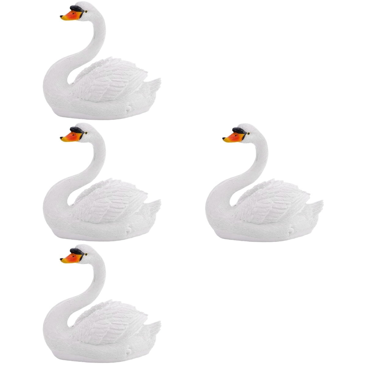 4pcs Swan Figurine Simulation Resin Swan Sculpture Garden Floating Swan ...