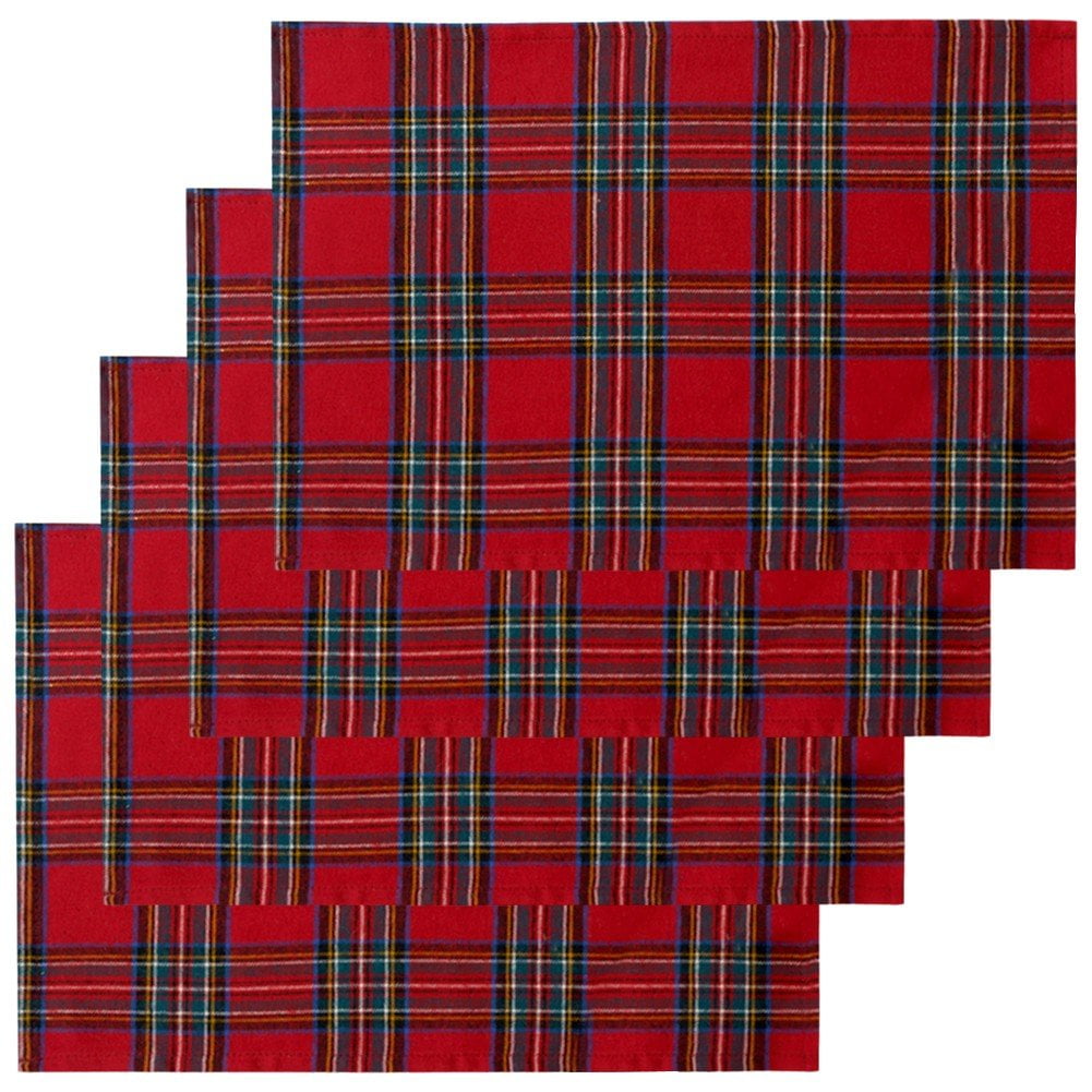 4pcs Table Napkin Christmas Placemats Soft Scottish Tartan Plaid Cloth ...