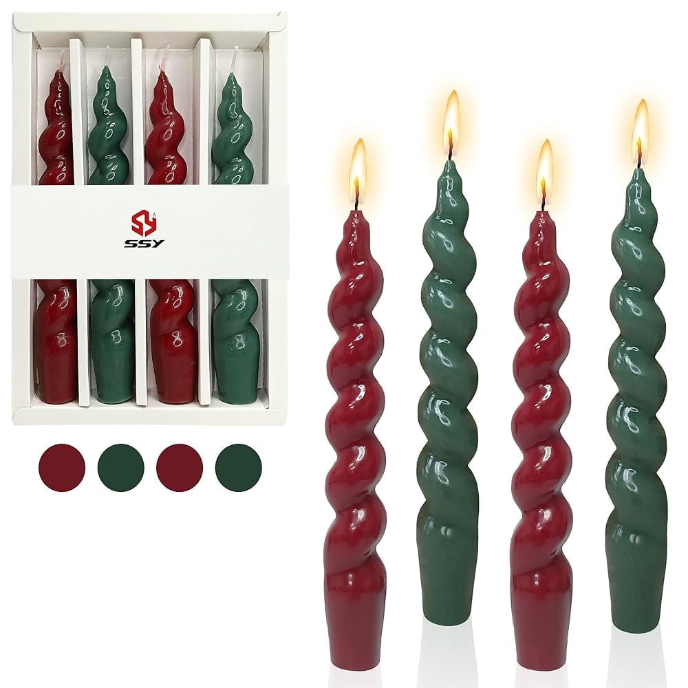 4pcs Taper Candle Spiral Candles, Candle Sticks Twisted Candlesticks 7. ...