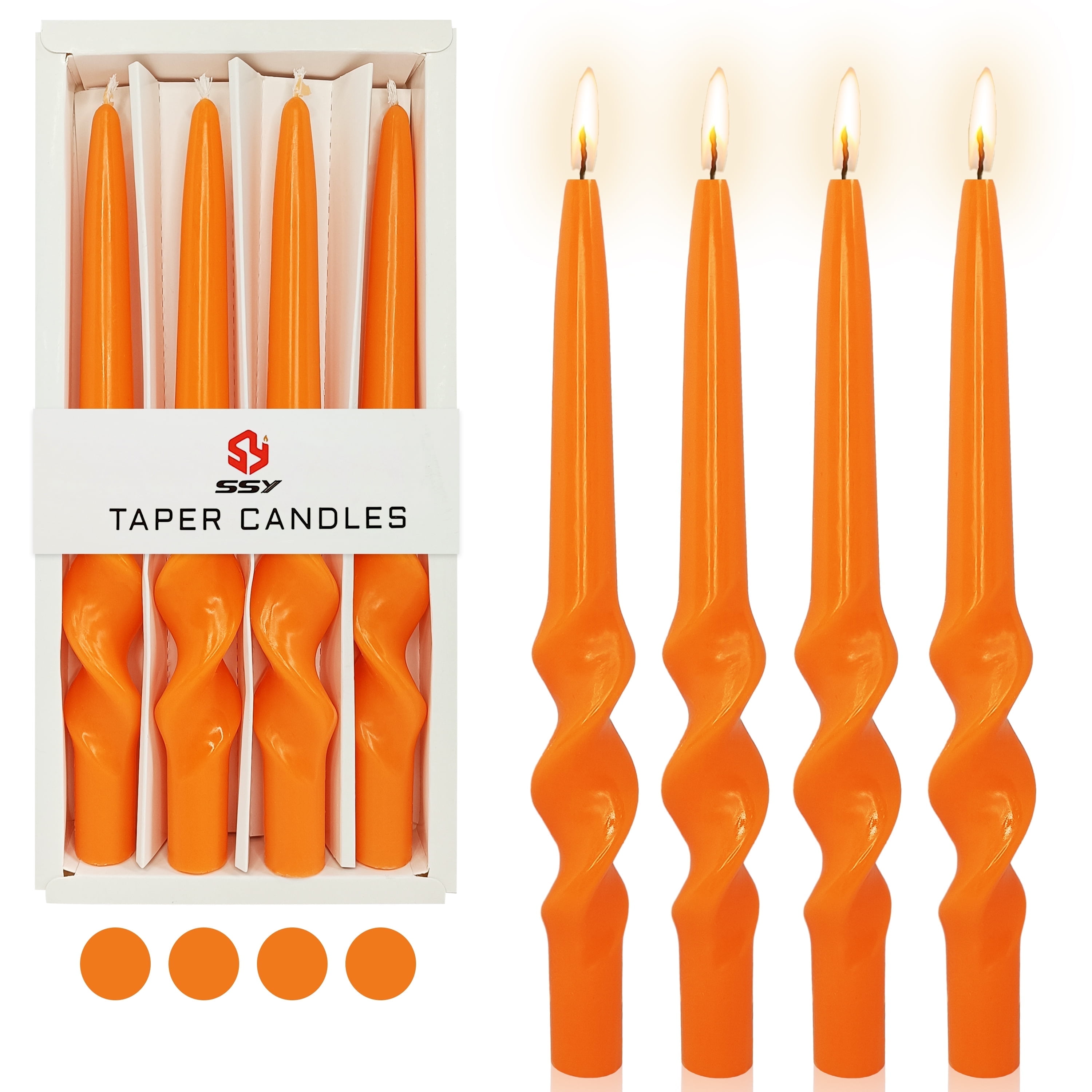 4pcs Tapered Candlesticks Spiral Taper Candle, 10 Inch Orange ...