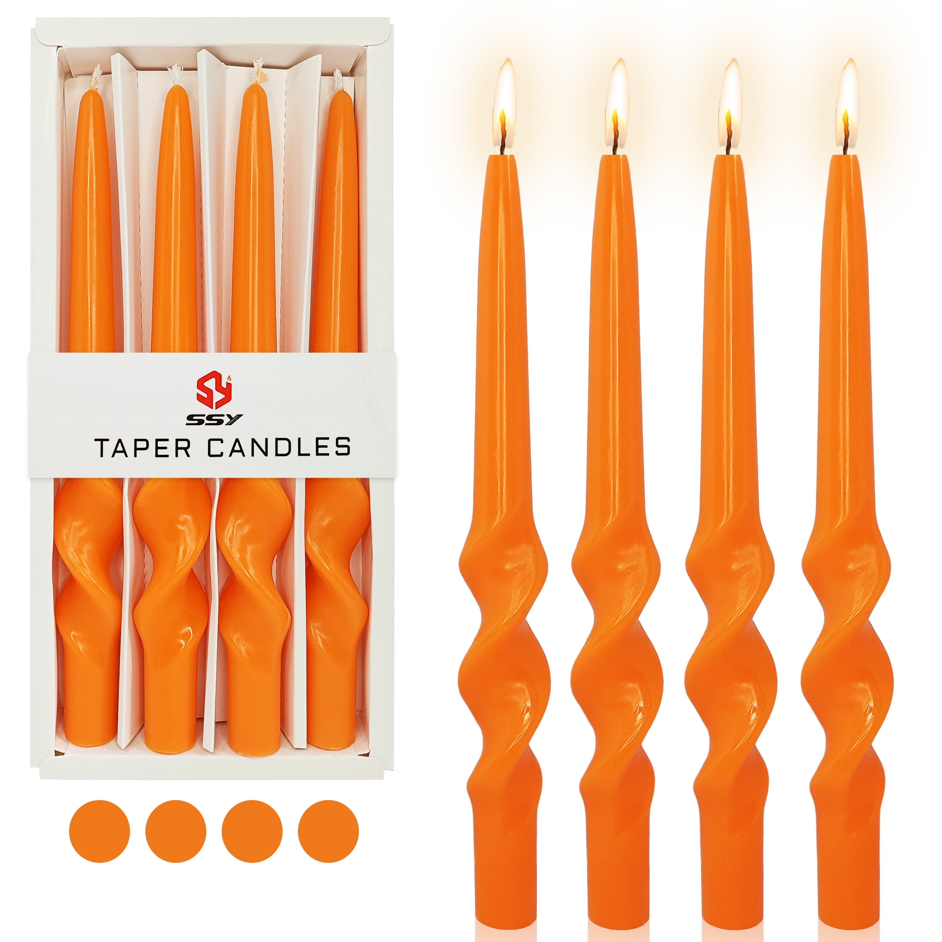 4pcs Tapered Candlesticks Spiral Taper Candle, 10 Inch Orange ...