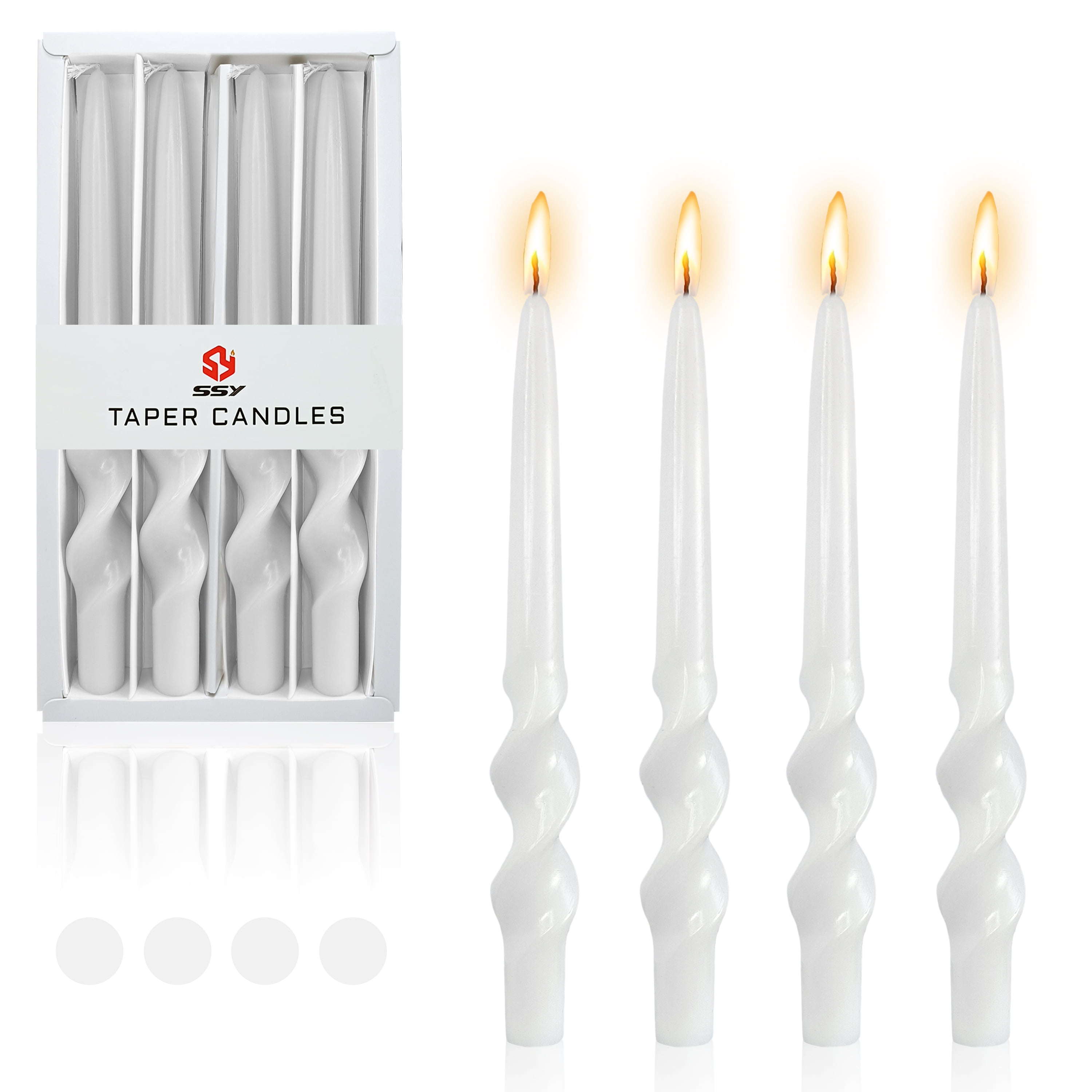 4pcs Tapered Candlesticks Spiral Taper Candle, 10 Inch White ...
