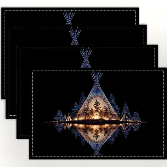 4pcs, Teepee Mandala placemats, fashion print pattern table mat, for ...