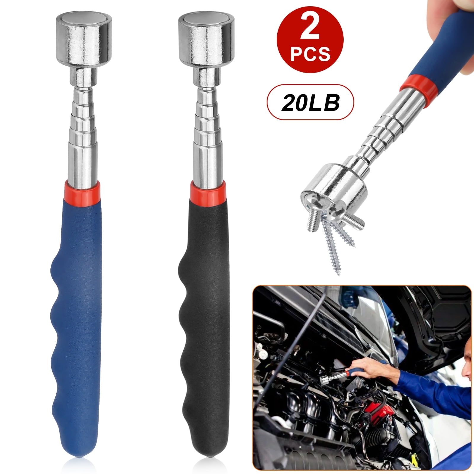 4pcs Telescoping Magnetic Pickup Tools, 15/10/3/1.5lb Pull Capacity ...