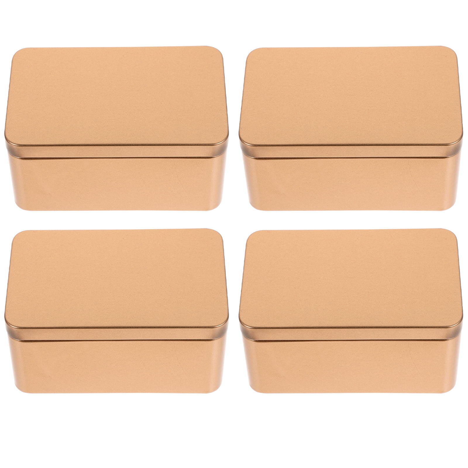 4pcs Tin Box Containers Metal Tins Storage Box with Lids Home Organizer ...