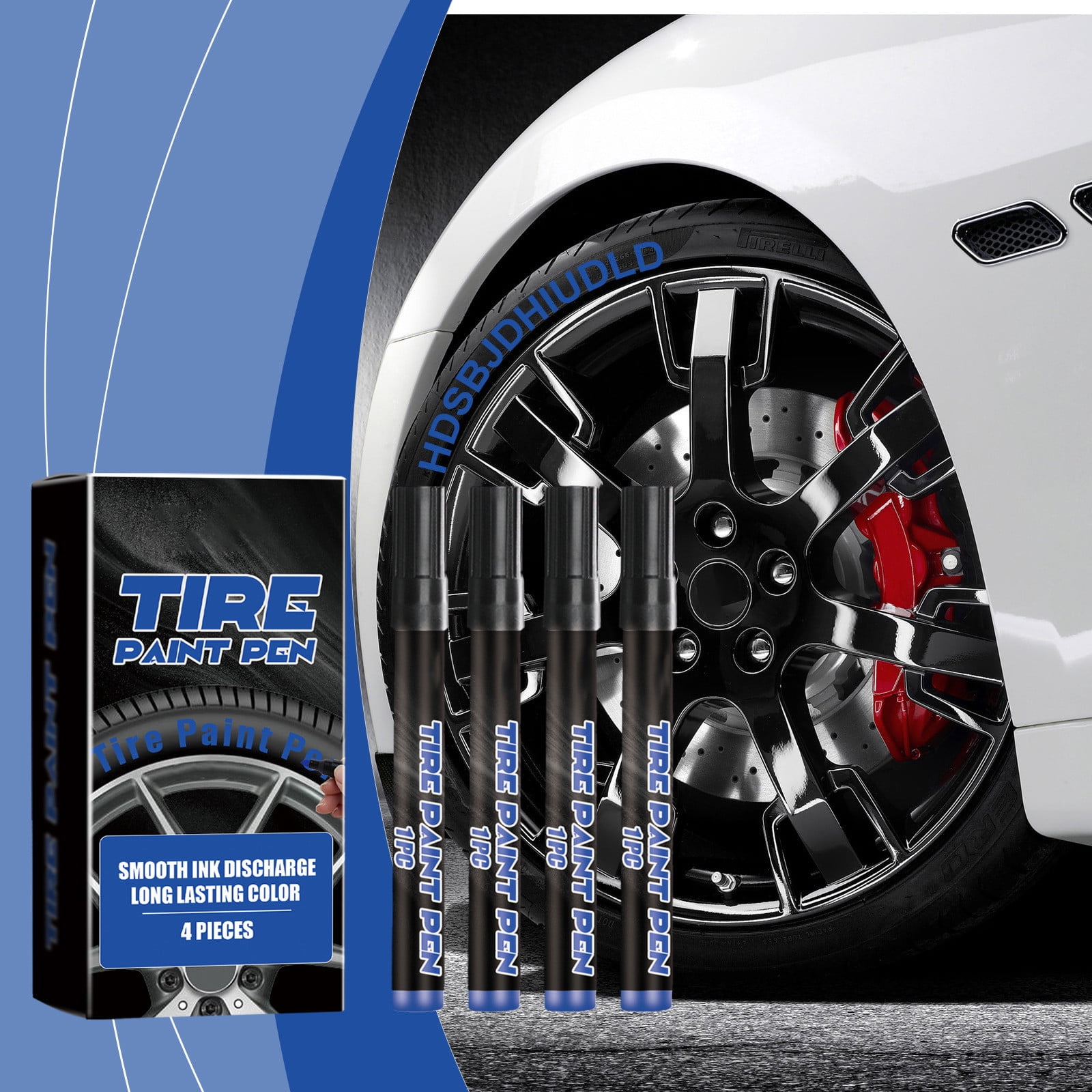 4pcs Tire Paint Pen for Car Tire Letters Tire Marker Blue Paint Pens ...