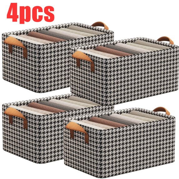 4pcs Transparent PVC Folding Storage Boxes with Handles - Washable ...