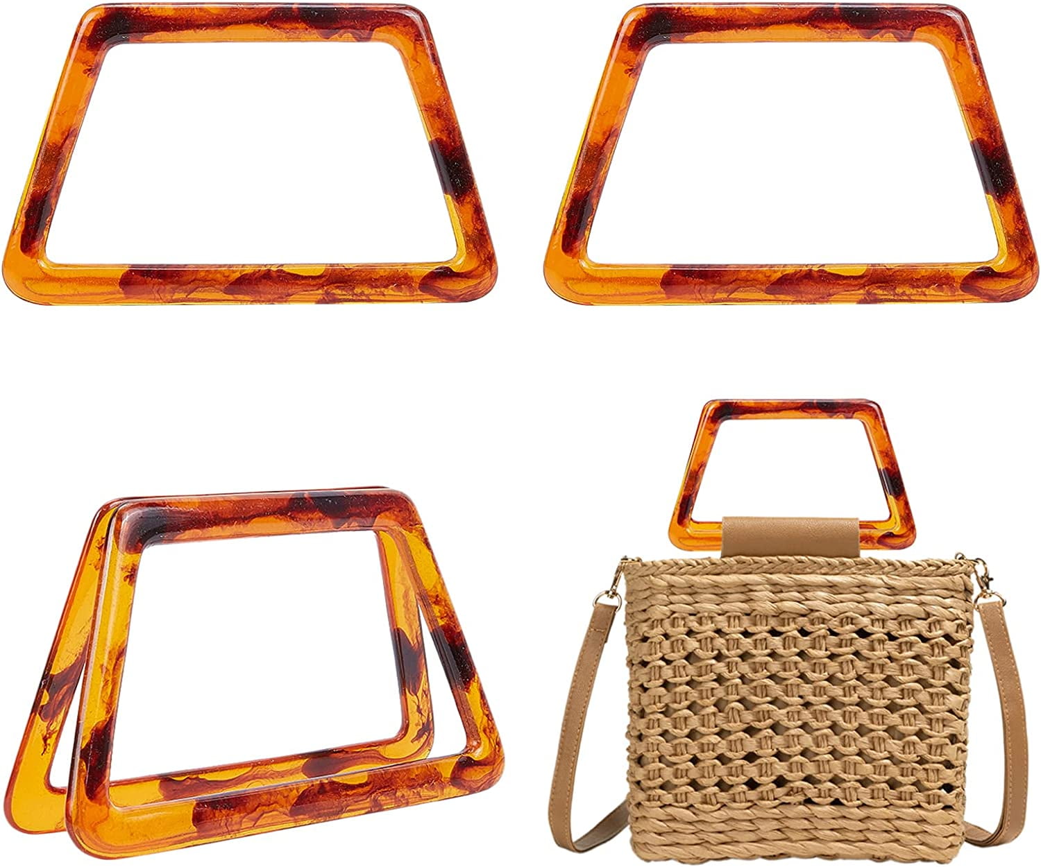 4pcs Trapezoid Bags Handles Decorative Handbag Handle Purse Handles ...