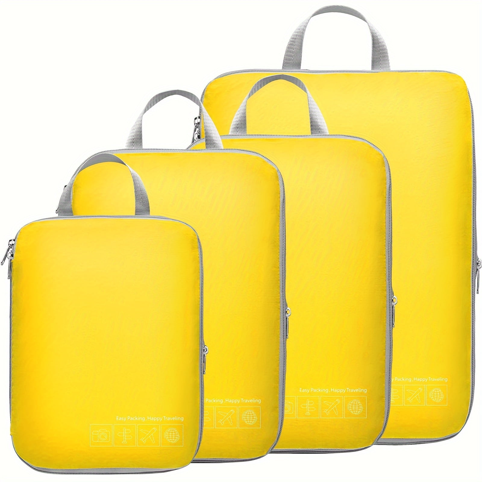 4pcs Travel Packing Cubes Set, 3 Sizes Durable Nylon Compression ...