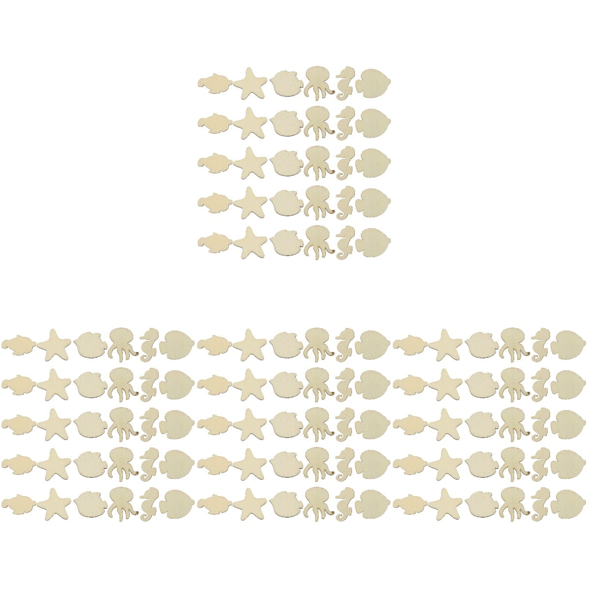 4pcs Unfinished Creatures Wood Cutouts 100pcs Blank Wooden Ocean ...