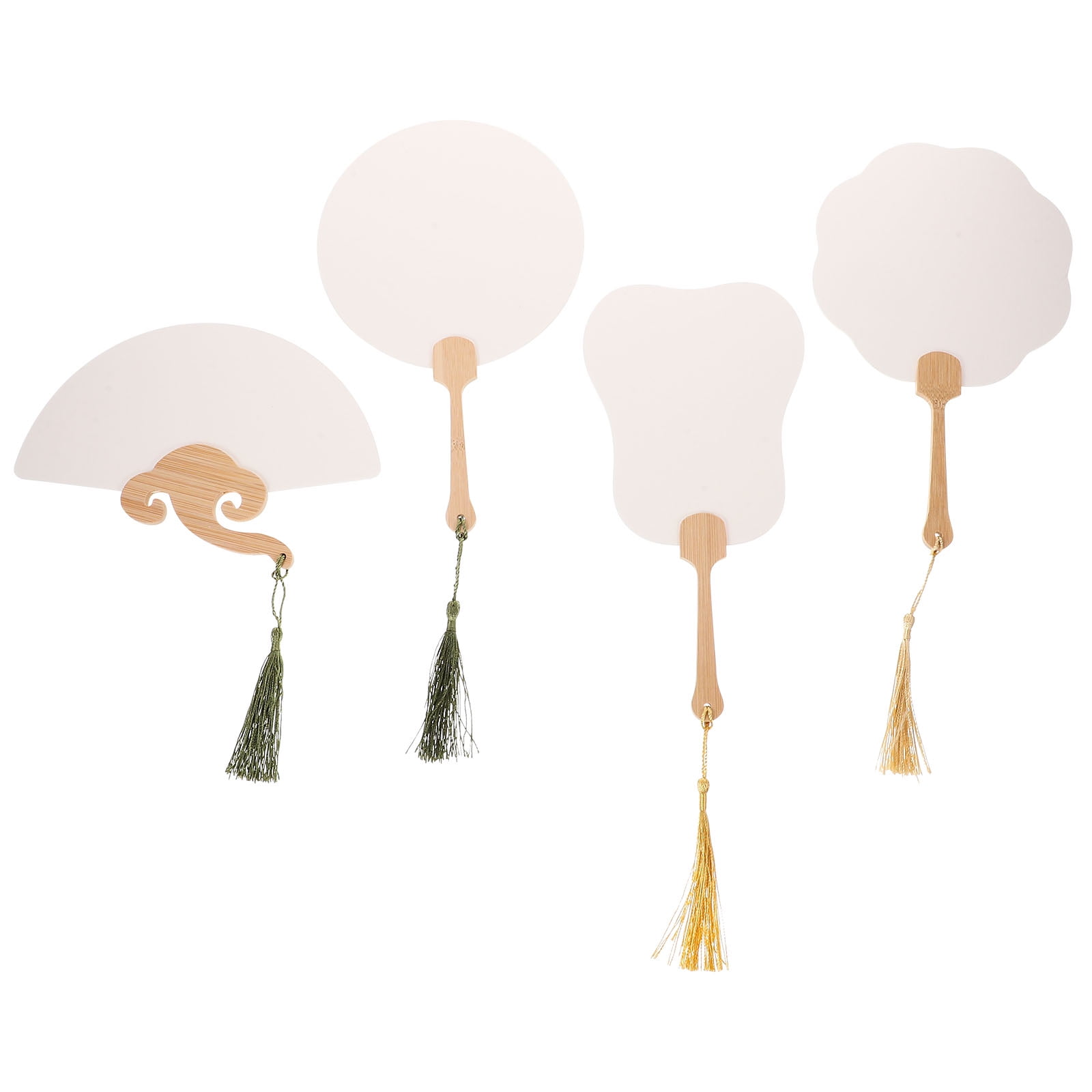4pcs Unfinished Paper Fans Blank Fans Diy Hand Fans Decorative Handheld ...