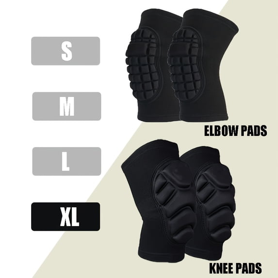 4pcs Unisex Knee & Elbow Pads Set, Adjustable Cushioned, Moisture ...