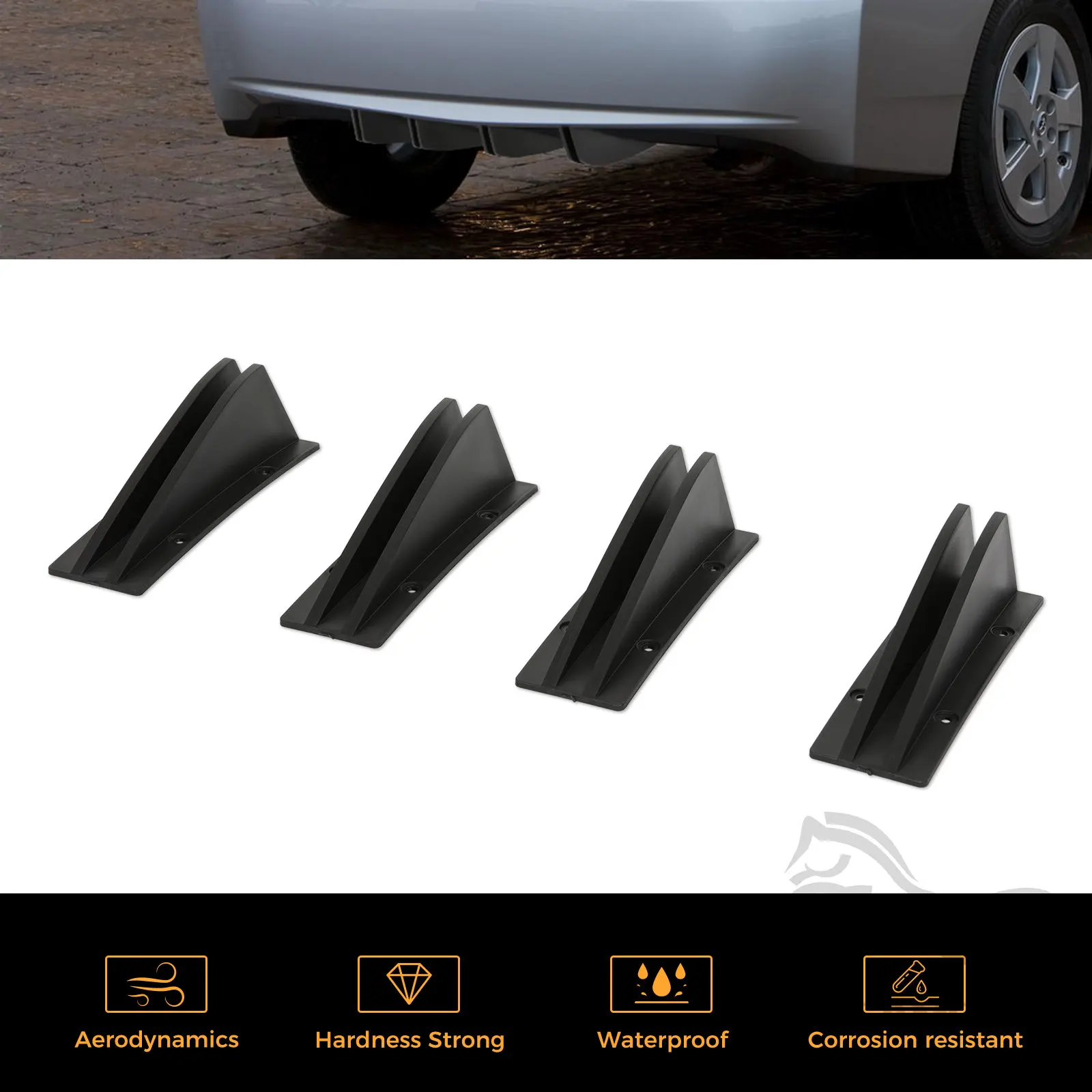 4pcs Universal Car Rear Bumper Strip Lip Spoiler Diffuser Splitter ...