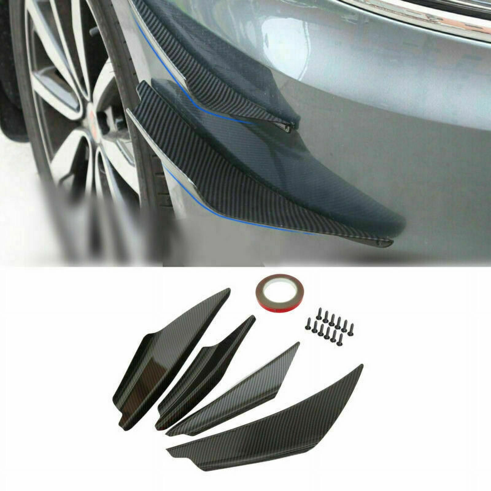 4pcs Universal Carbon Car Front Bumper Fins Body Splitter Spoiler ...