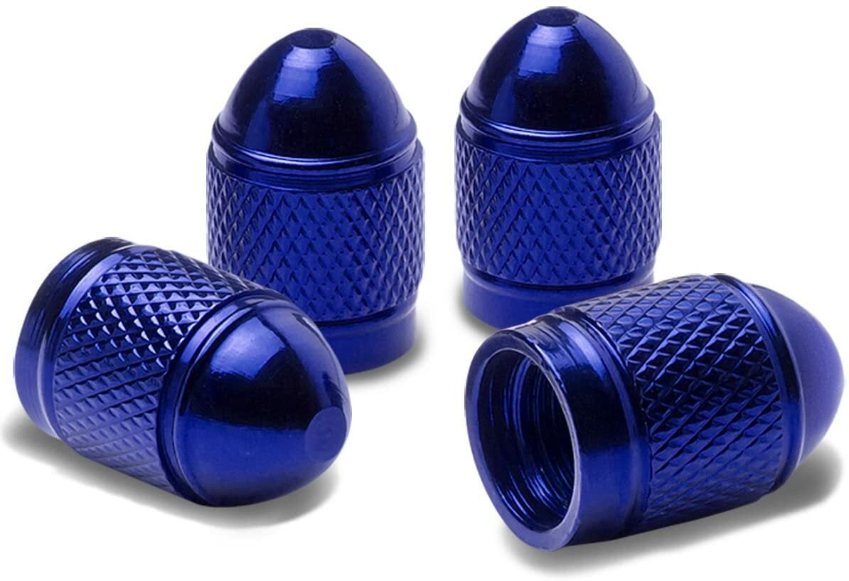 4pcs Universal Tire Wheel Bullet Style Dust Caps Air Stem Blue For Cars ...