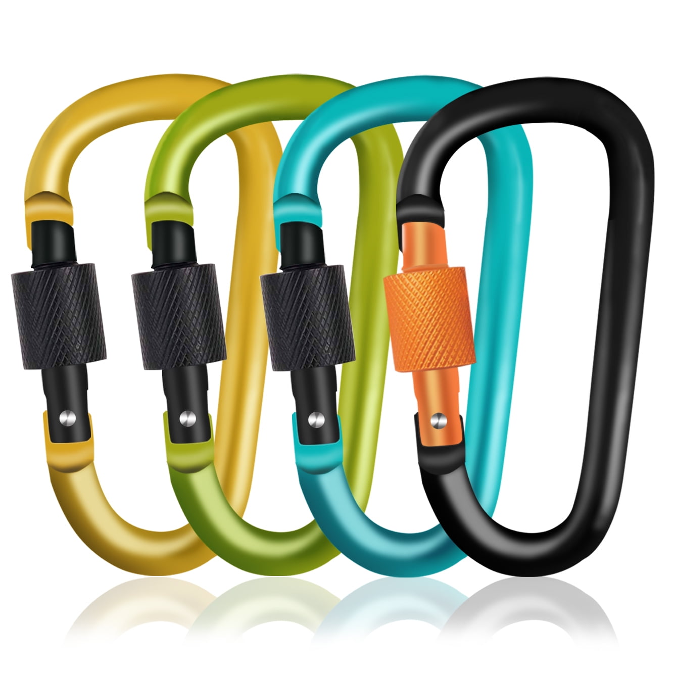4pcs Upgraded D-Ring Locking Carabiner，Spring-Loaded Gate Hook ...