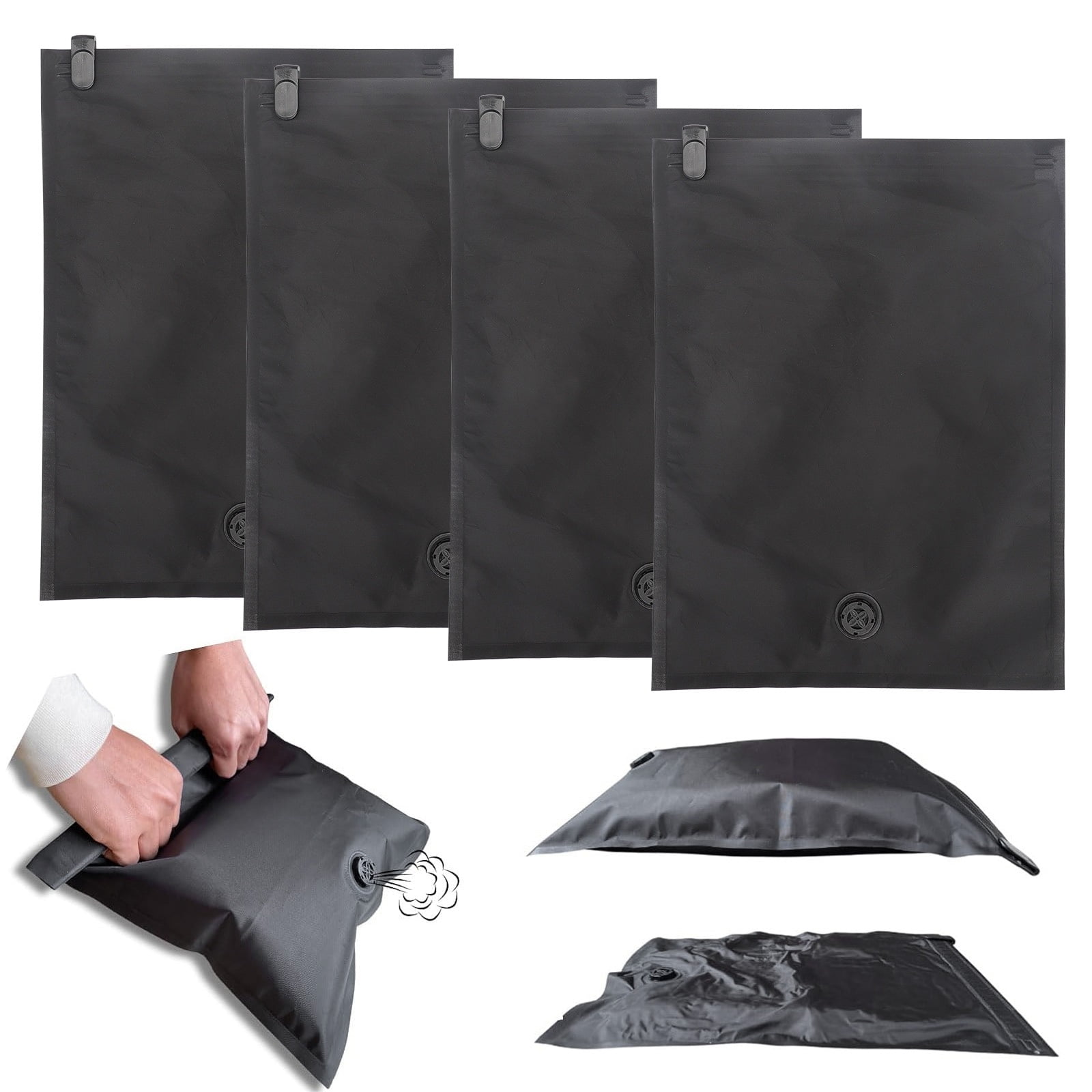 4pcs Vacuum Compression Bags for Travel, EEEkit Reusable Roll-Up Space ...