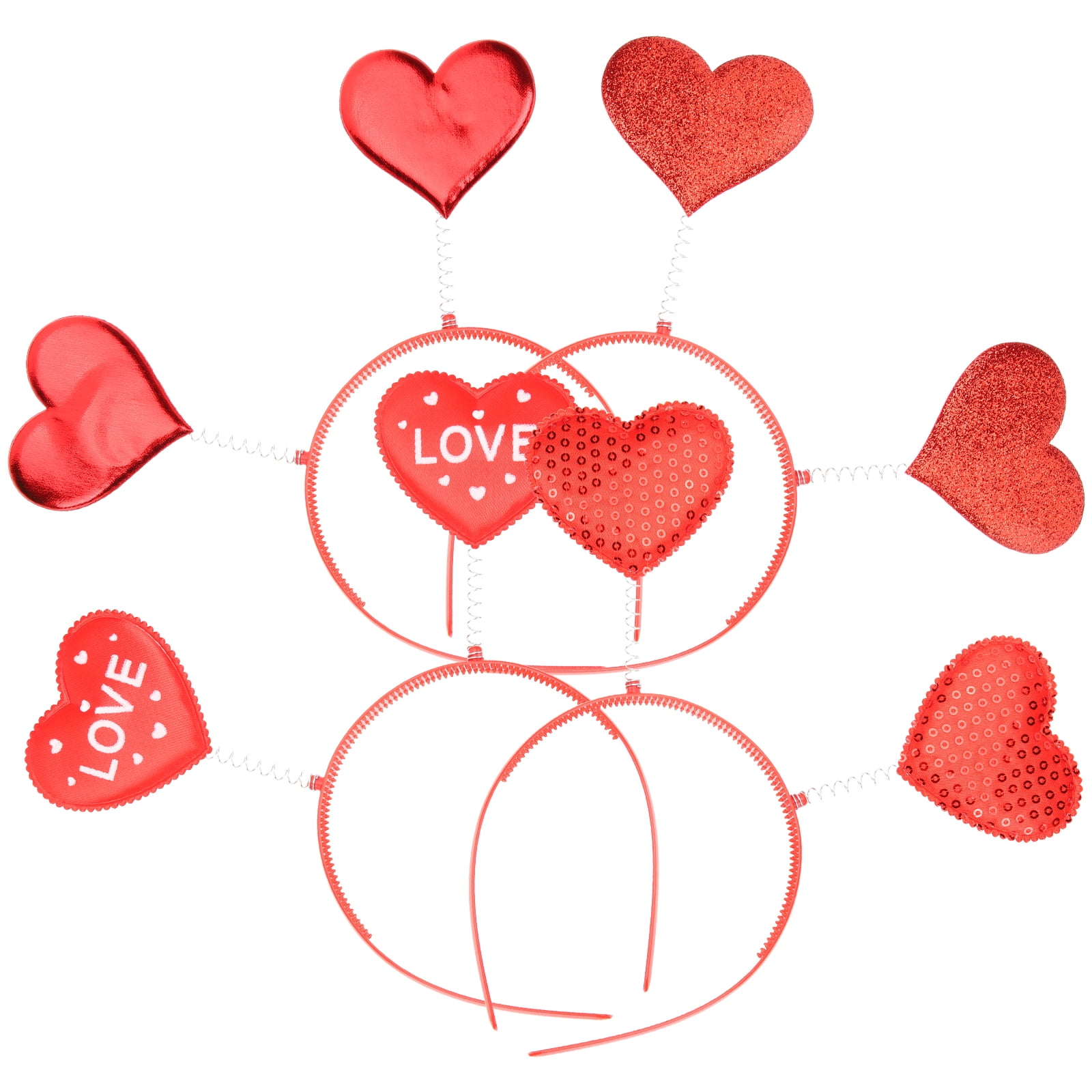 4pcs Valentine Party Headbands Heart Boppers Headdress Wedding Hair ...