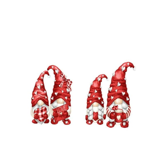 4pcs Valentine's Day Gnome Yard Sign with Stake 2D Plastic Red Heart ...