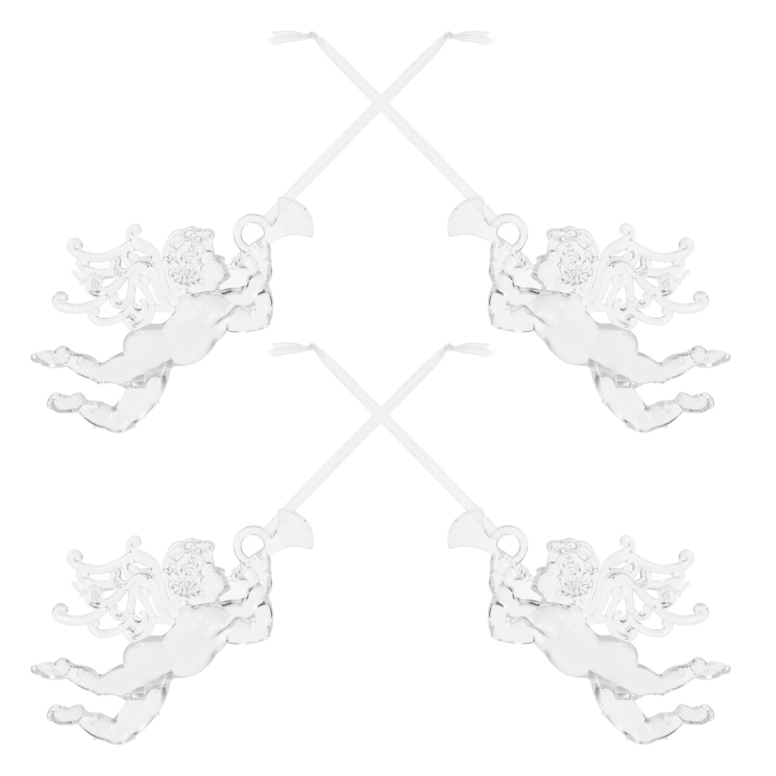 4pcs Valentines Christmas Hanging Ornament Acrylic Angels Statue ...