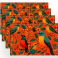 4pcs, Vibrant Bird Pattern for Tropical Inspired Look Orange Placemats ...
