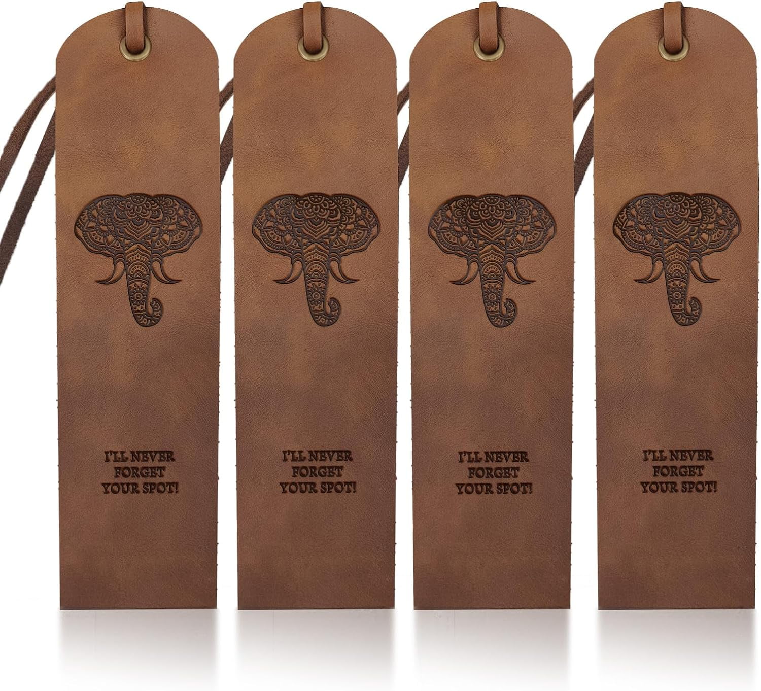 4pcs Vintage Elephant Leather Bookmarks 2×7inch Mandala Elephant Head ...