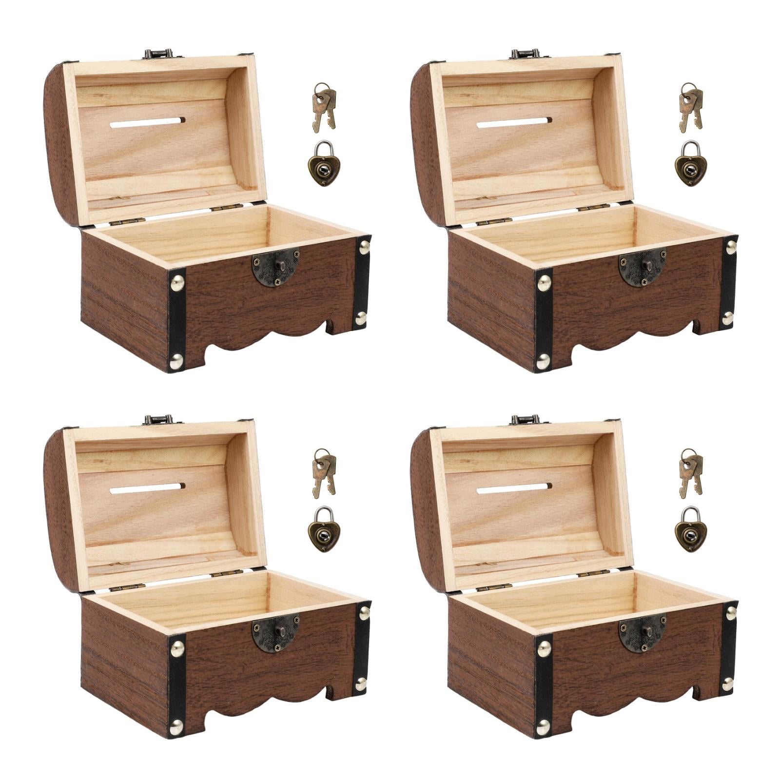 4pcs Vintage Treasure Storage Box Piggy Bank Organizer Saving Box Case ...