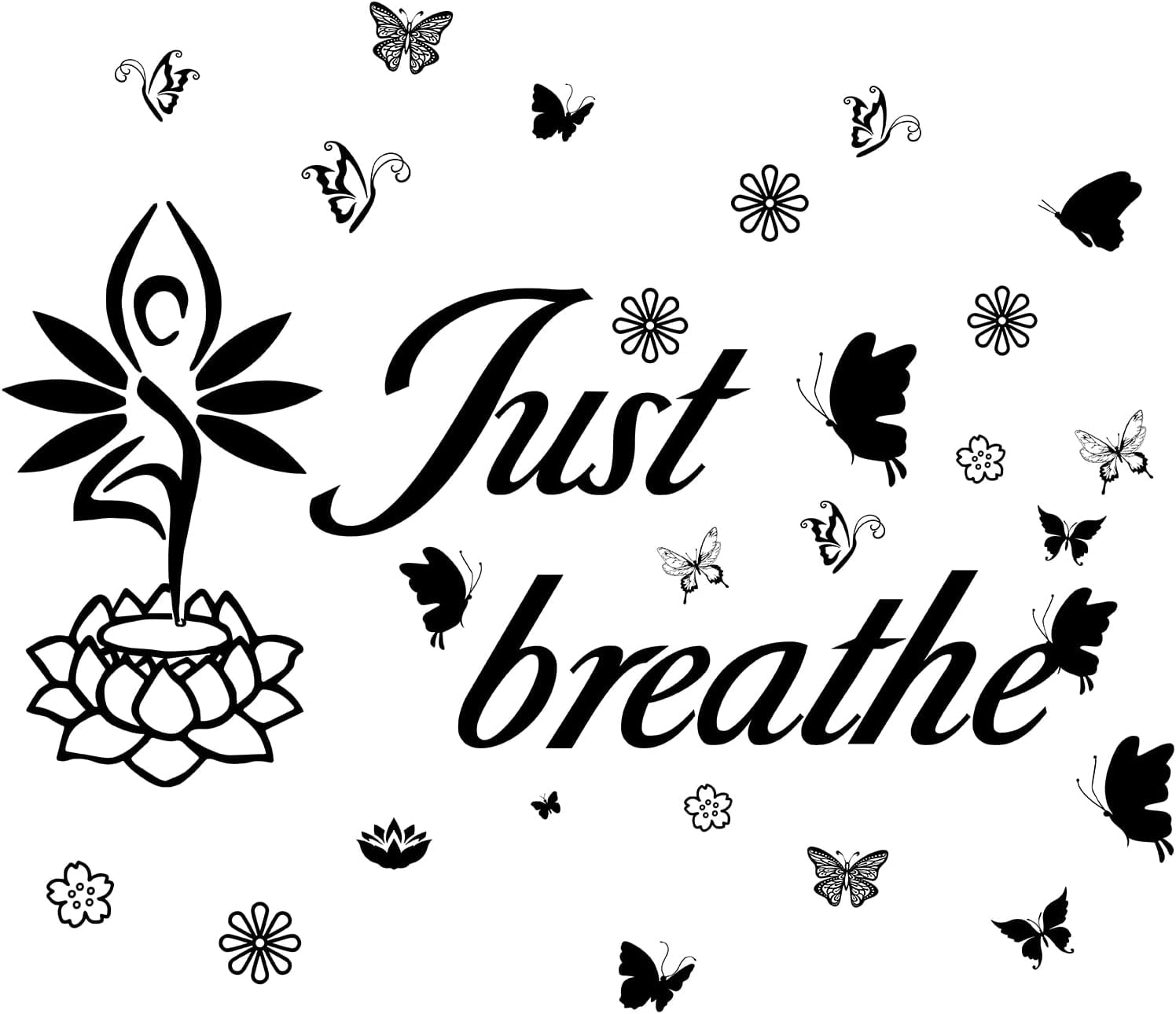 4pcs Vinyl Wall Decals Just Breathe Wall Stickers Quote Self-Adhesive ...