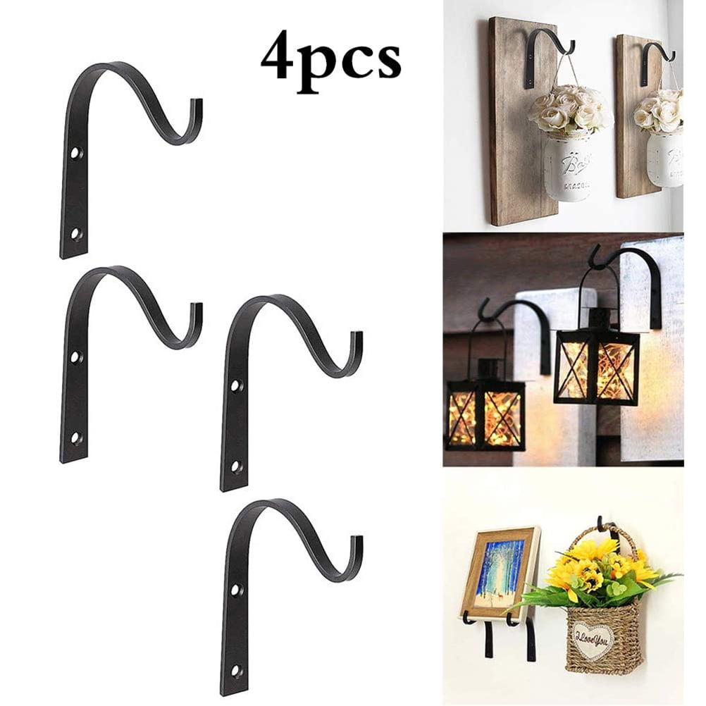 4pcs Wall Mount Hanging Basket Hook Metal Plant Flower Pot Hanger for ...